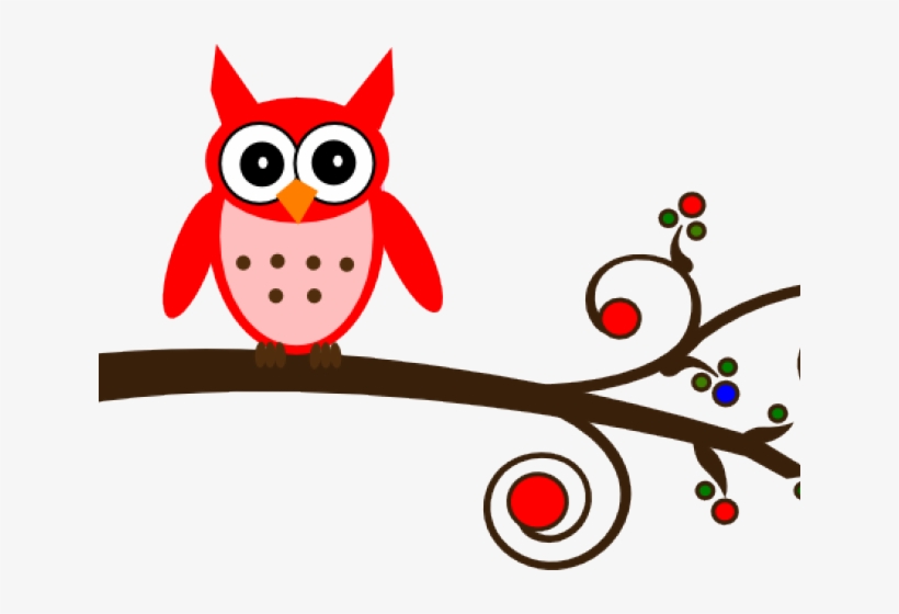 Red Clipart Owls - Owl On Branch Clipart Png PNG Image | Transparent ...