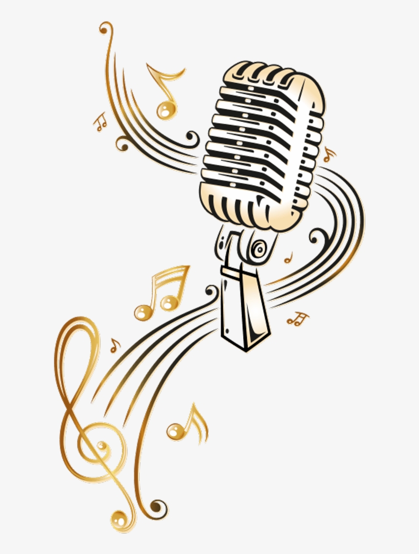 #music #microphone #gold - Music Wall Stickers PNG Image | Transparent ...