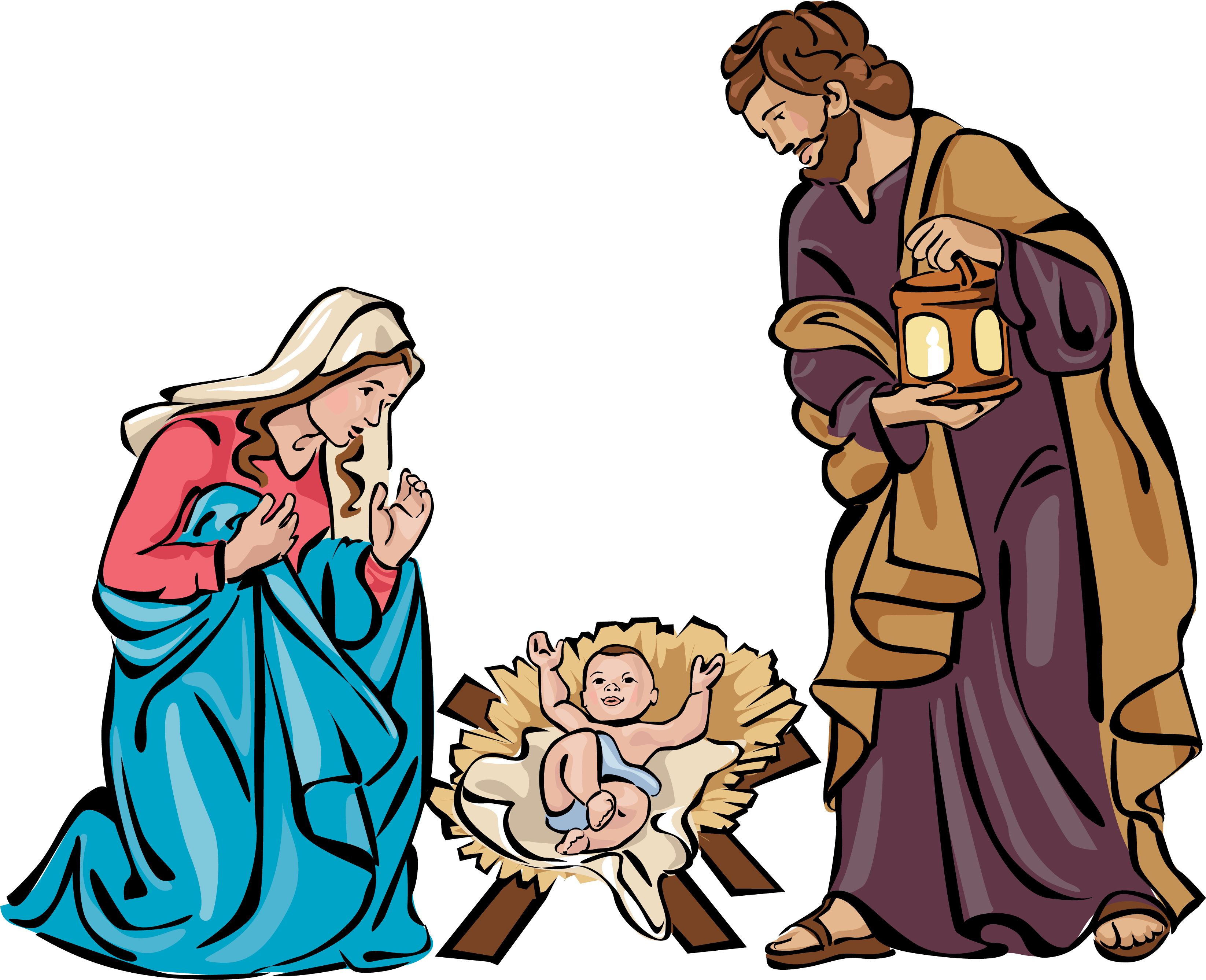 Nativity Free Clipart - Clip Art Christian Family (3300x2679), Png Download