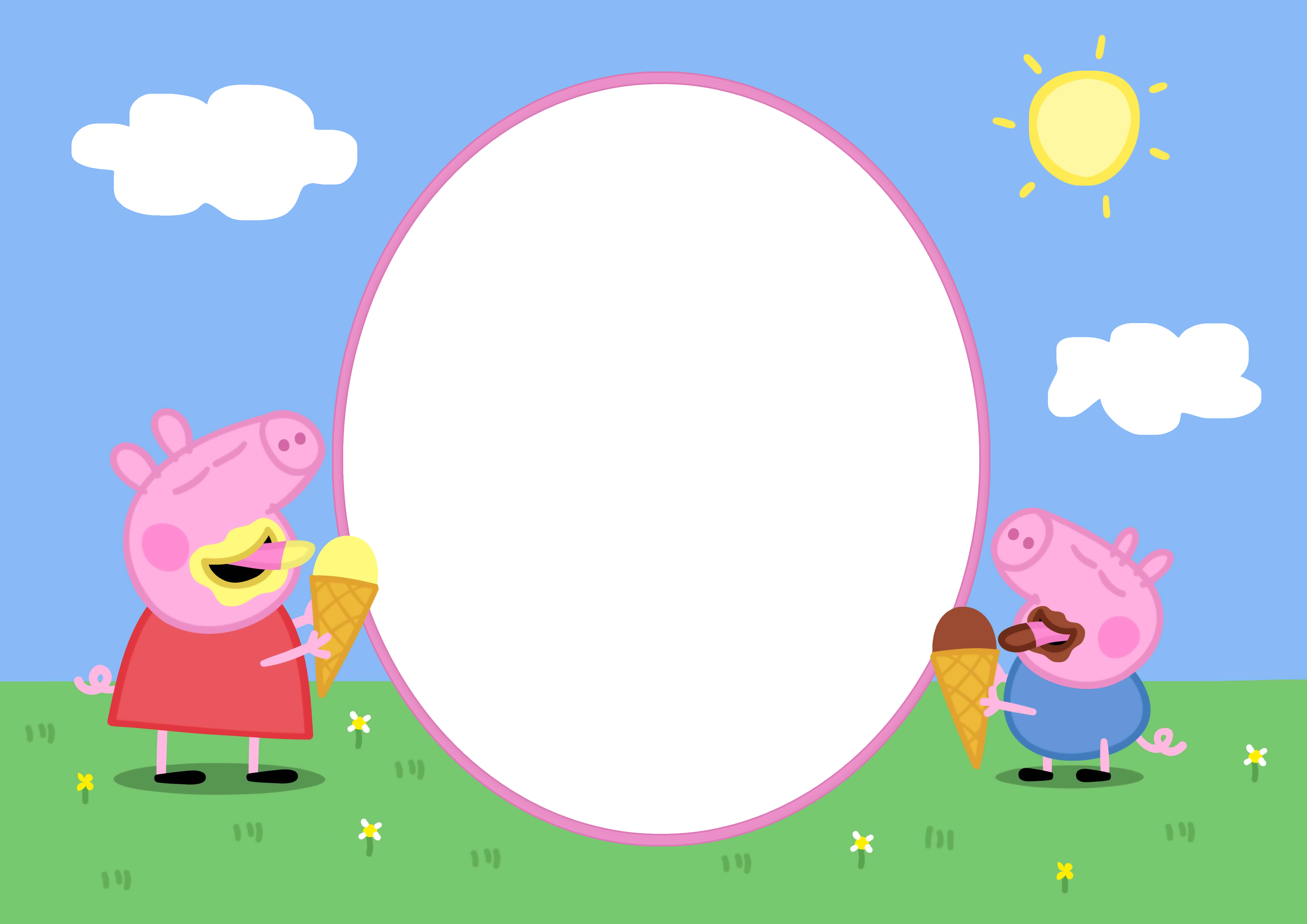 Peppa Pig Easter Png - Peppa Pig Background Invitation (4752x3360), Png ...