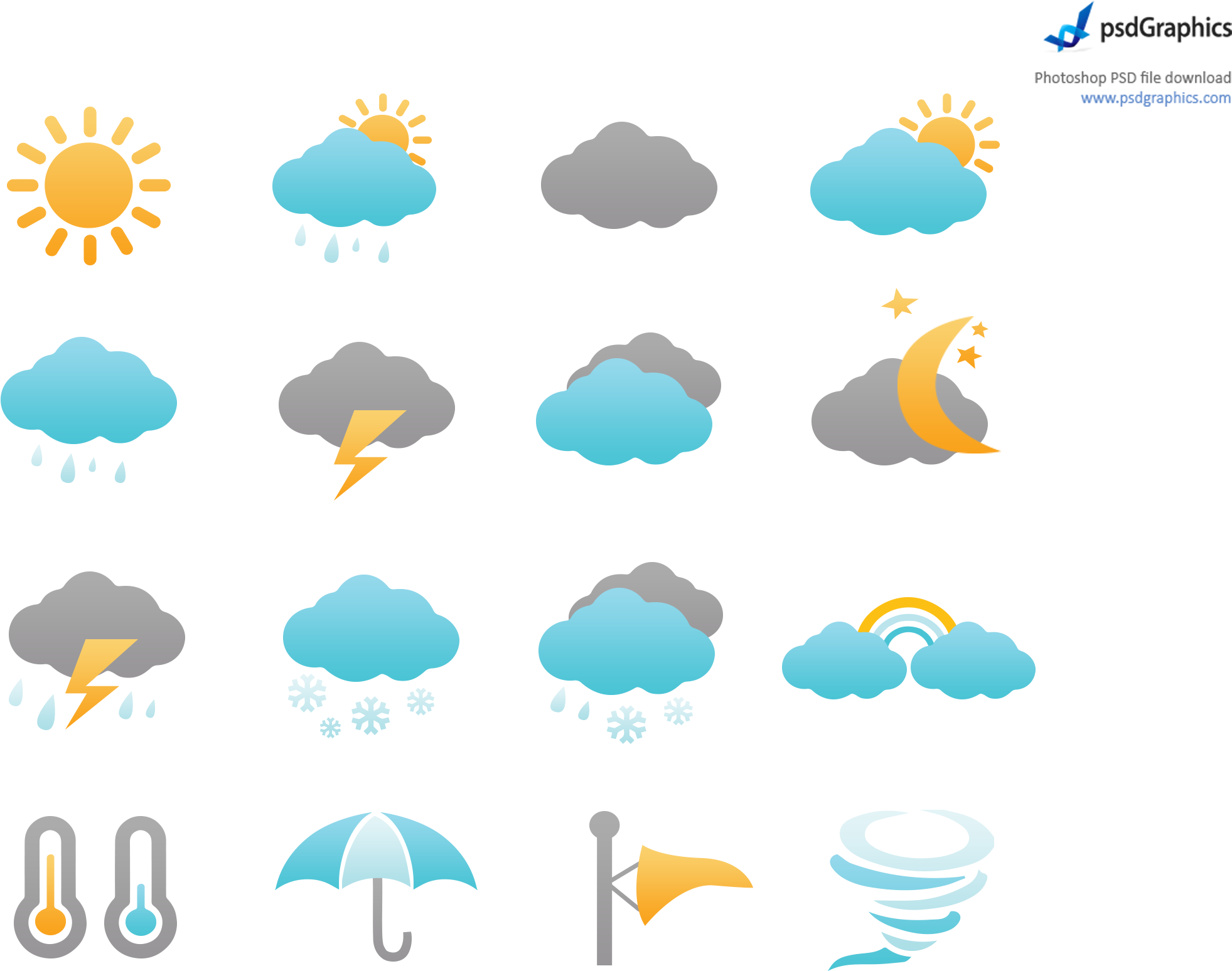 Weather Icons Set - Weather Graphics Png (2400x1800), Png Download