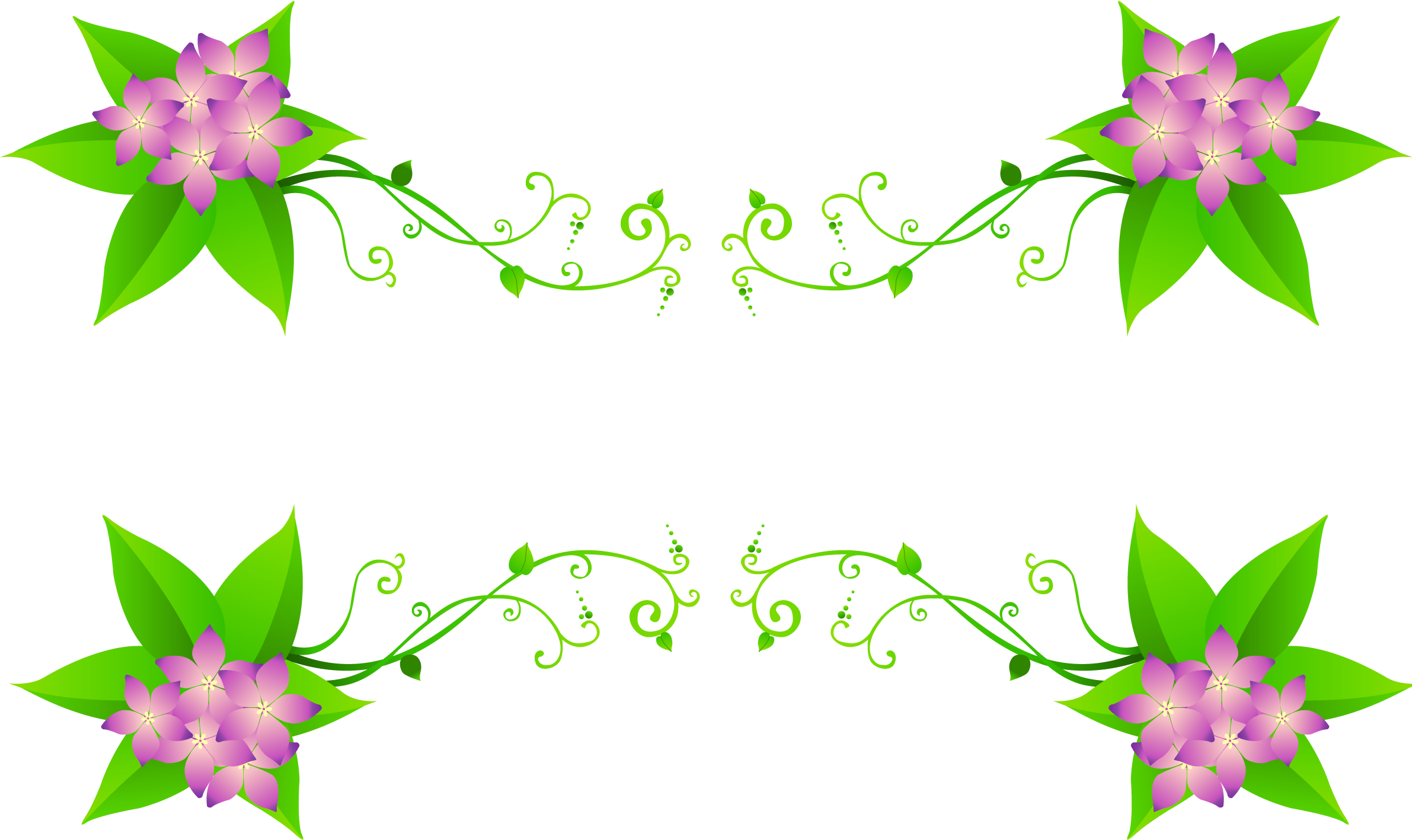 Spring Flowers Vector Png - 藤蔓 (2438x1580), Png Download