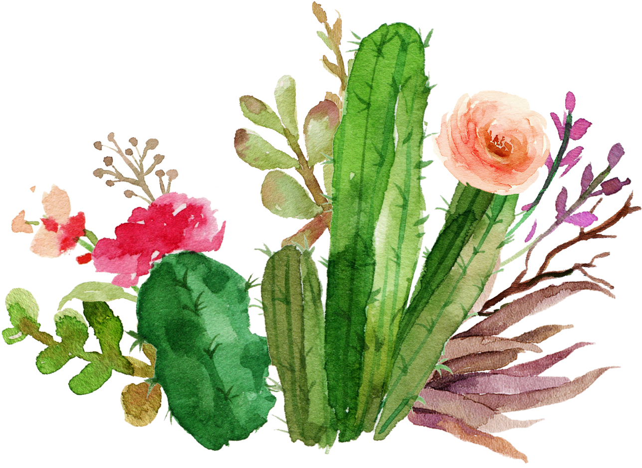 Download Png Flower Design - Watercolor Cactus Clipart | Transparent ...