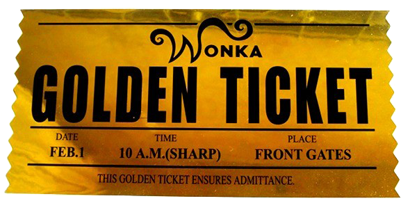 Wonka - Golden Ticket Wonka Png (604x395), Png Download
