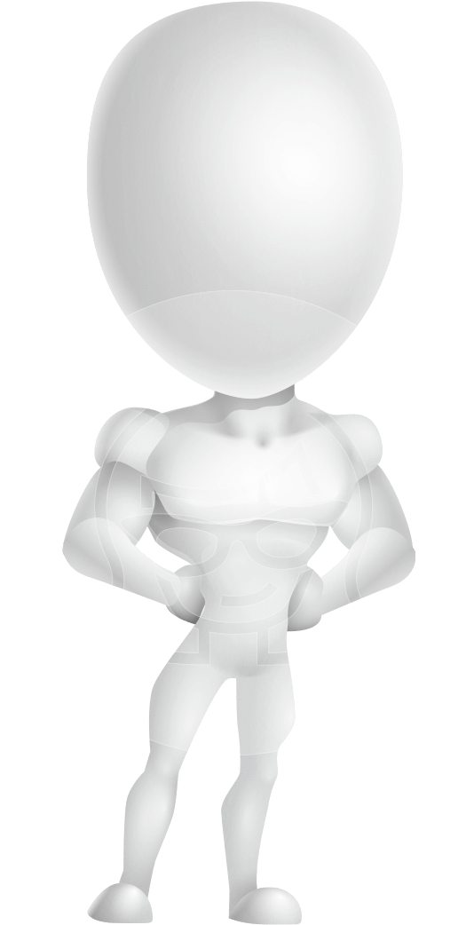 Strong Vector 3d Man With Muscles Cartoon Character - Human (530x1060 ...