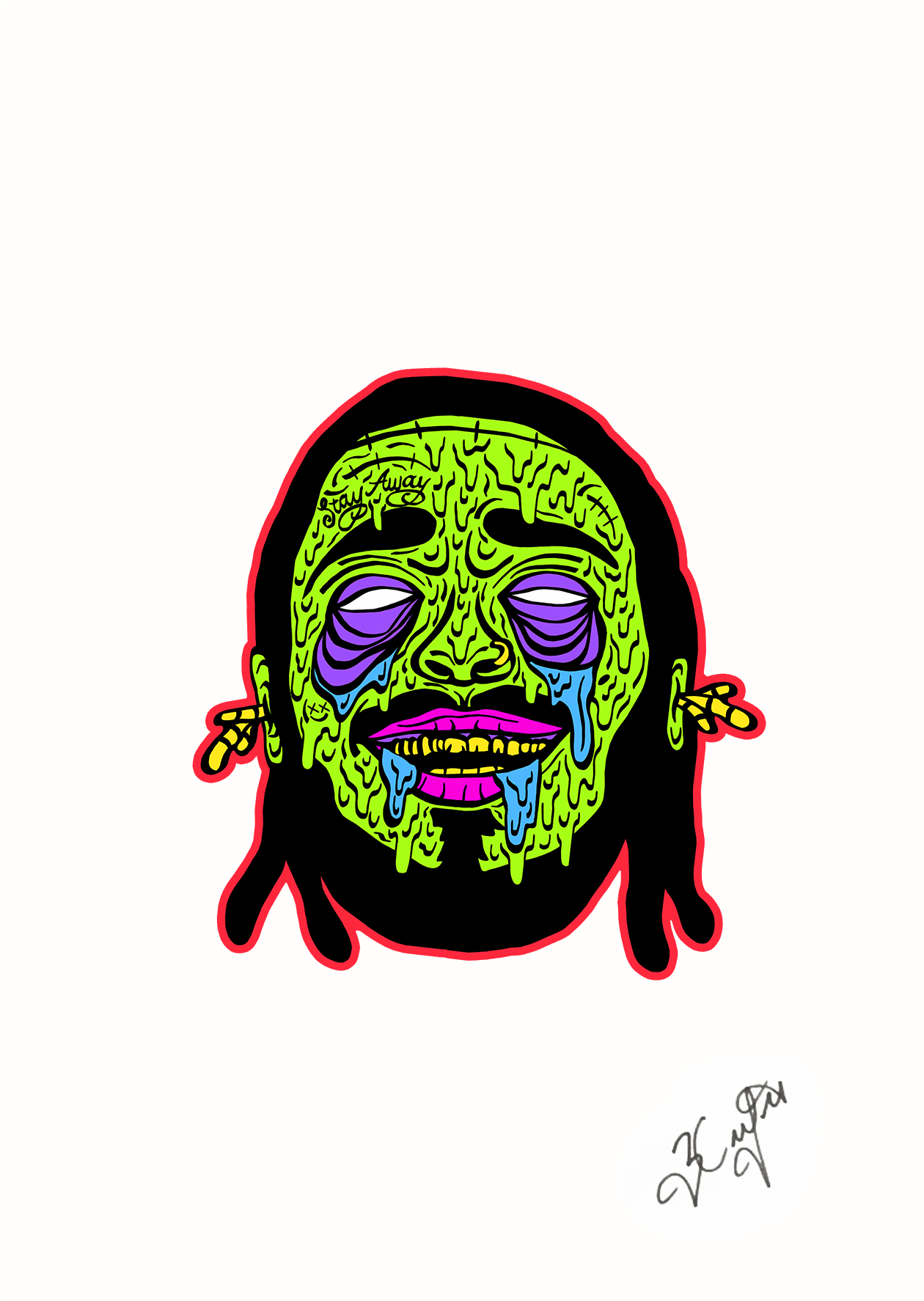 Zombie Post Malone A3 Print - T-shirt (2000x2000), Png Download