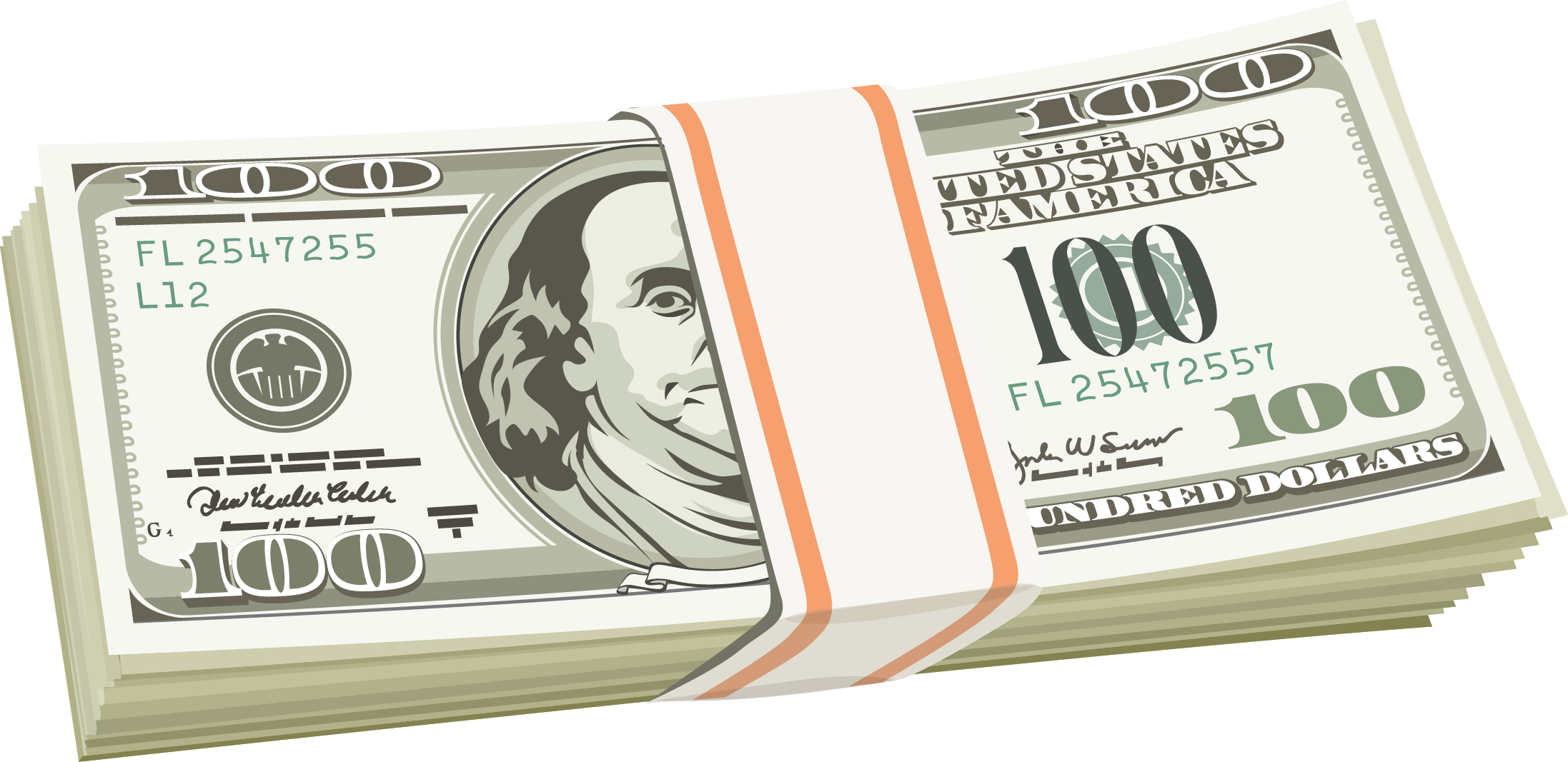 Money Stack Png - Dollar Vector (2194x1067), Png Download