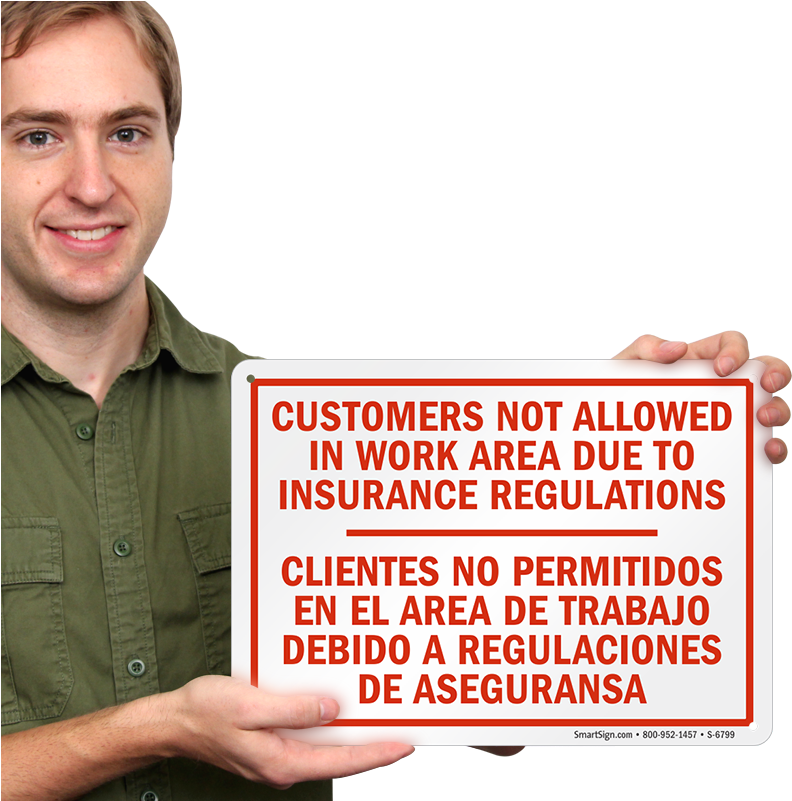 Download Bilingual Customer Not Allowed In Work Area Sign - Smartsign ...