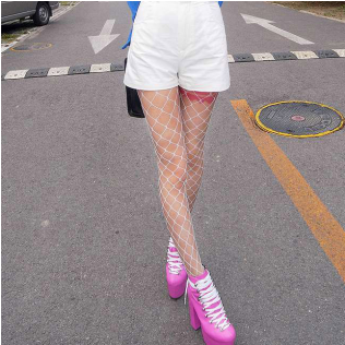 White Big Fish Net Fishnet Lolita Punk Rock Gothic - Street (600x315 ...