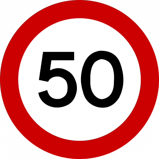 50 Kph Speed Sign Wiki Commons - Limite Di Velocità 20 (540x540), Png ...