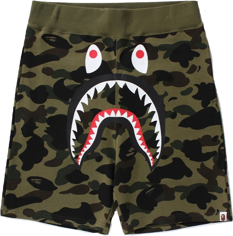 Bape Shark Sweatshort - Bathing Ape Shark Teeth Tee Bape Kanye Nmd ...