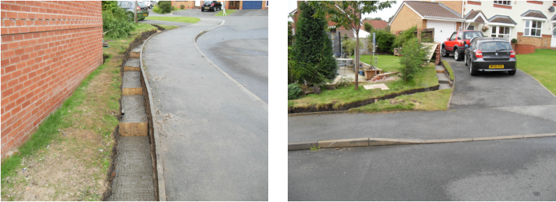 Curved & Stepped Boundary Wall - Bromley Cross (798x290), Png Download