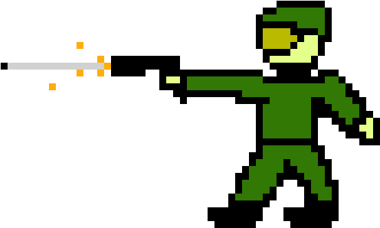 Soldier Guy - Guy With Gun Pixel Art (670x460), Png Download