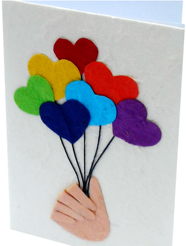 Hand And Heart Balloon Cards - Greeting Card (500x500), Png Download