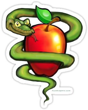 Apple Clipart Snake - Apple With Snake Around (375x360), Png Download