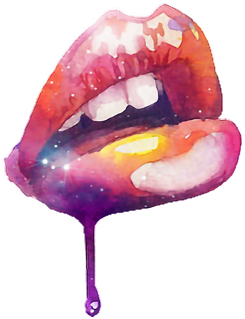 Mouth Lips Purple Glow Ftestickers - Dripping Lips Transparent (542x648 ...
