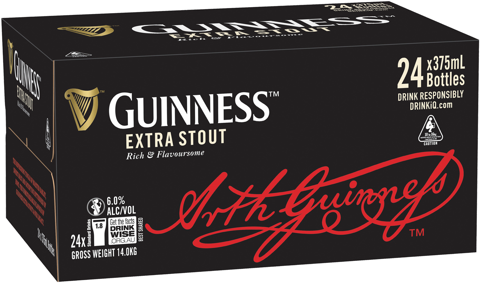 Guinness Extra Stout Stubbies 24 Case - Guinness (1600x2000), Png Download
