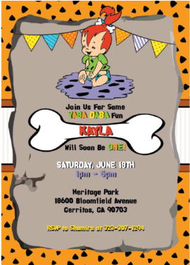 Pebbles Birthday Invitations - Pebbles Flintstone (375x375), Png Download