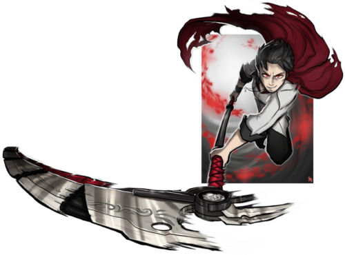 Drawn Scythe Red - Qrow Rwby Fanart (500x370), Png Download