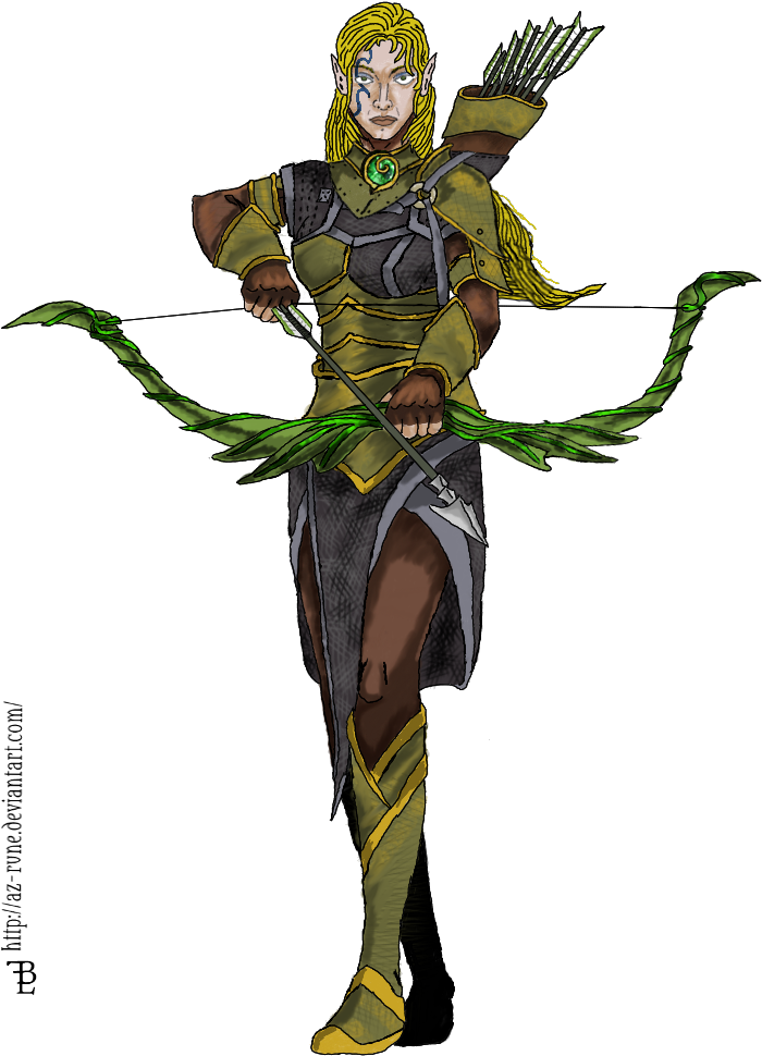 With Enchanted Bow By Az Rune On - Elf Archer Transparent (712x1026 ...