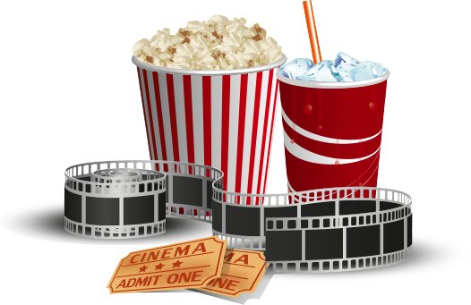 Drive-in Cinema - Popcorn And Coke Png (526x341), Png Download