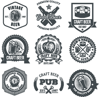 Download Collection Of Retro Beer Emblems, Badges, Stickers, - Figure ...