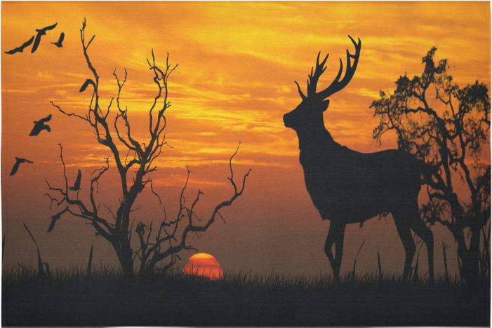 Sunset Deer Silhouette Cotton Linen Tapestry - Lb Prepasted Wall Mural ...