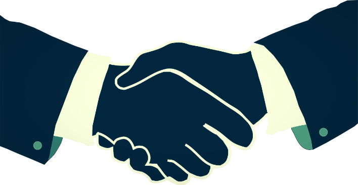 German Business Etiquette - Handshake Silhouette (708x365), Png Download