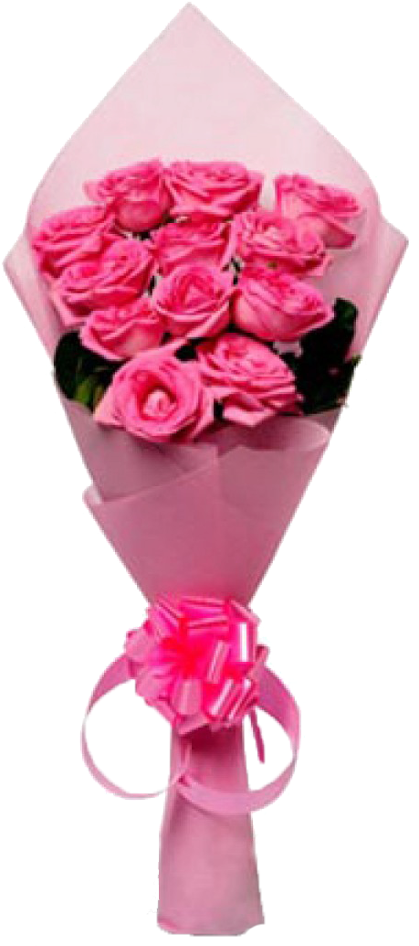 Dozen Pink Roses Bouquet - Pink Rose Gift Bouquet (1200x1200), Png Download