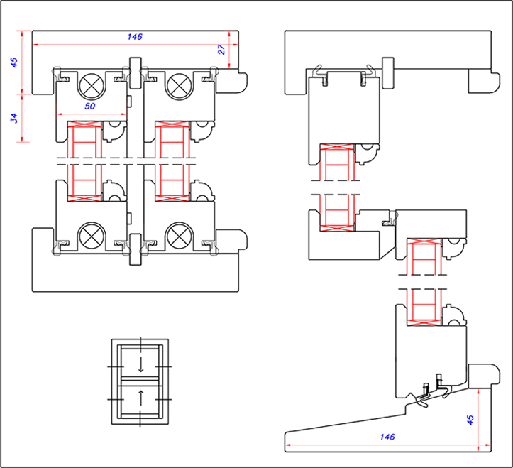 Sash Windows - Sash Window Technical Drawing (723x659), Png Download