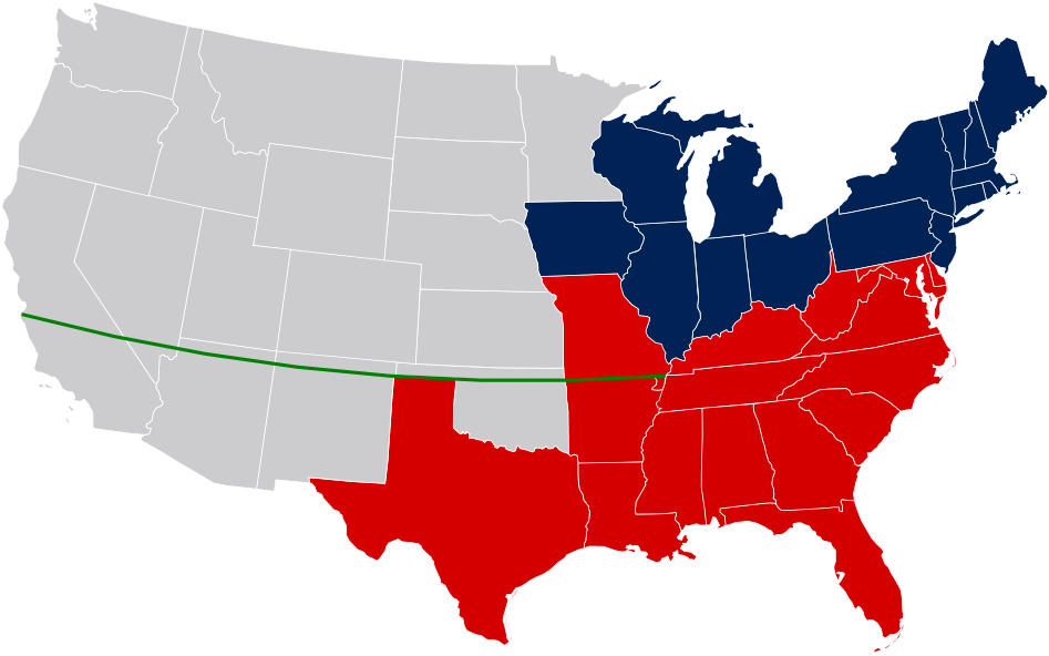 Download United States Map With Missouri Compromise Line And - Missouri ...