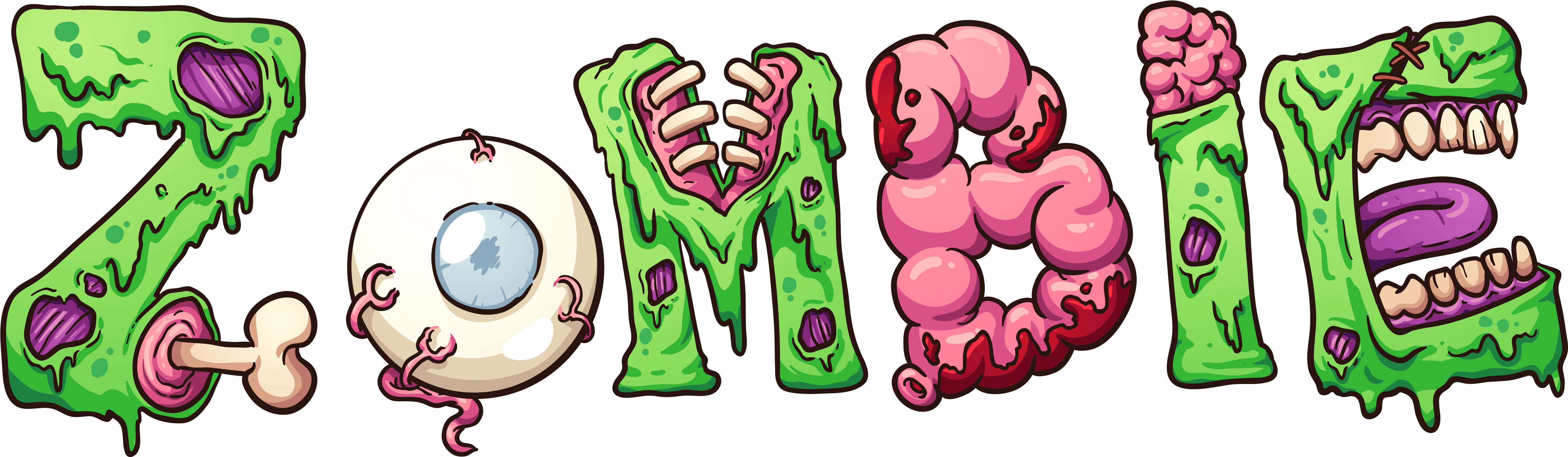 Download Transparent Png - Zombie Text Png (5450x1764), Png Download