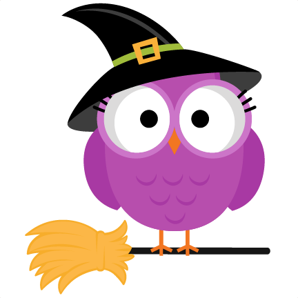 Cute Halloween Clipart Png - Owl With Witch Hat (432x432), Png Download