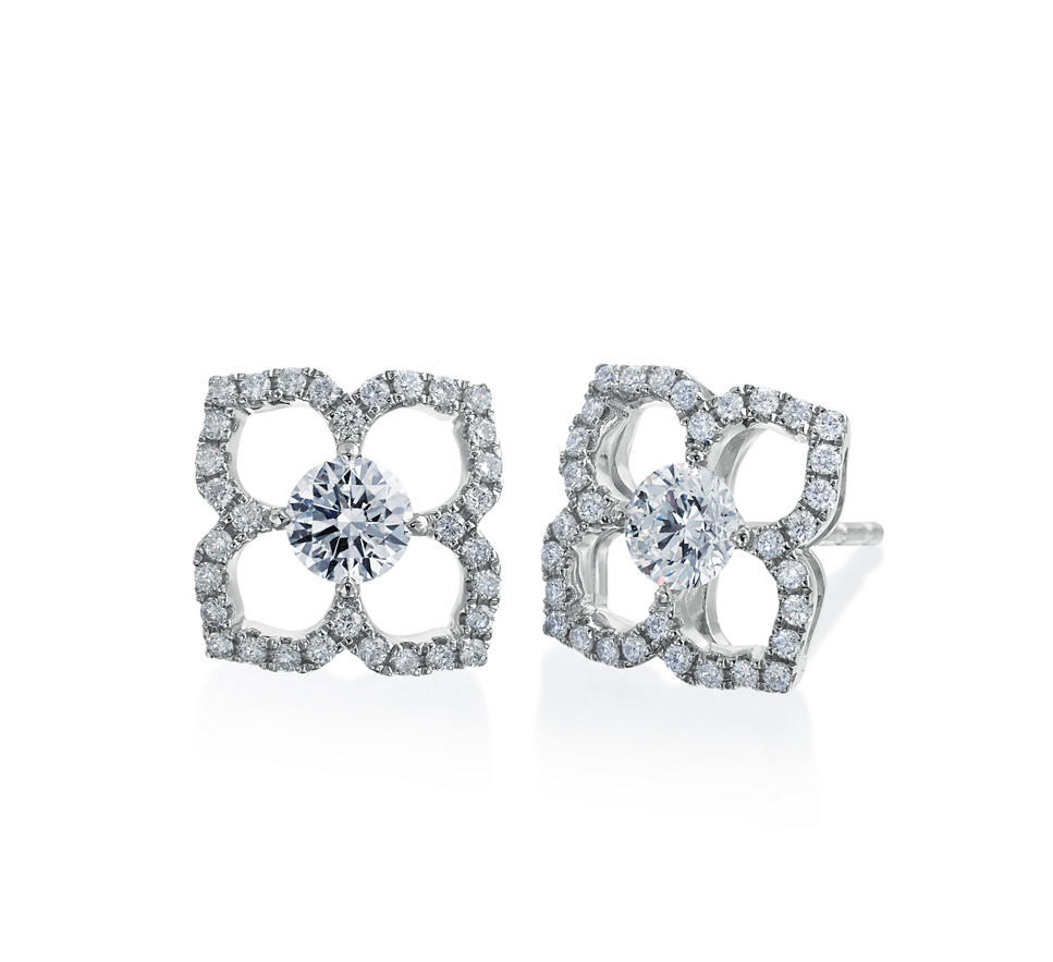Lotus Diamond Earrings - Earring (1239x1239), Png Download