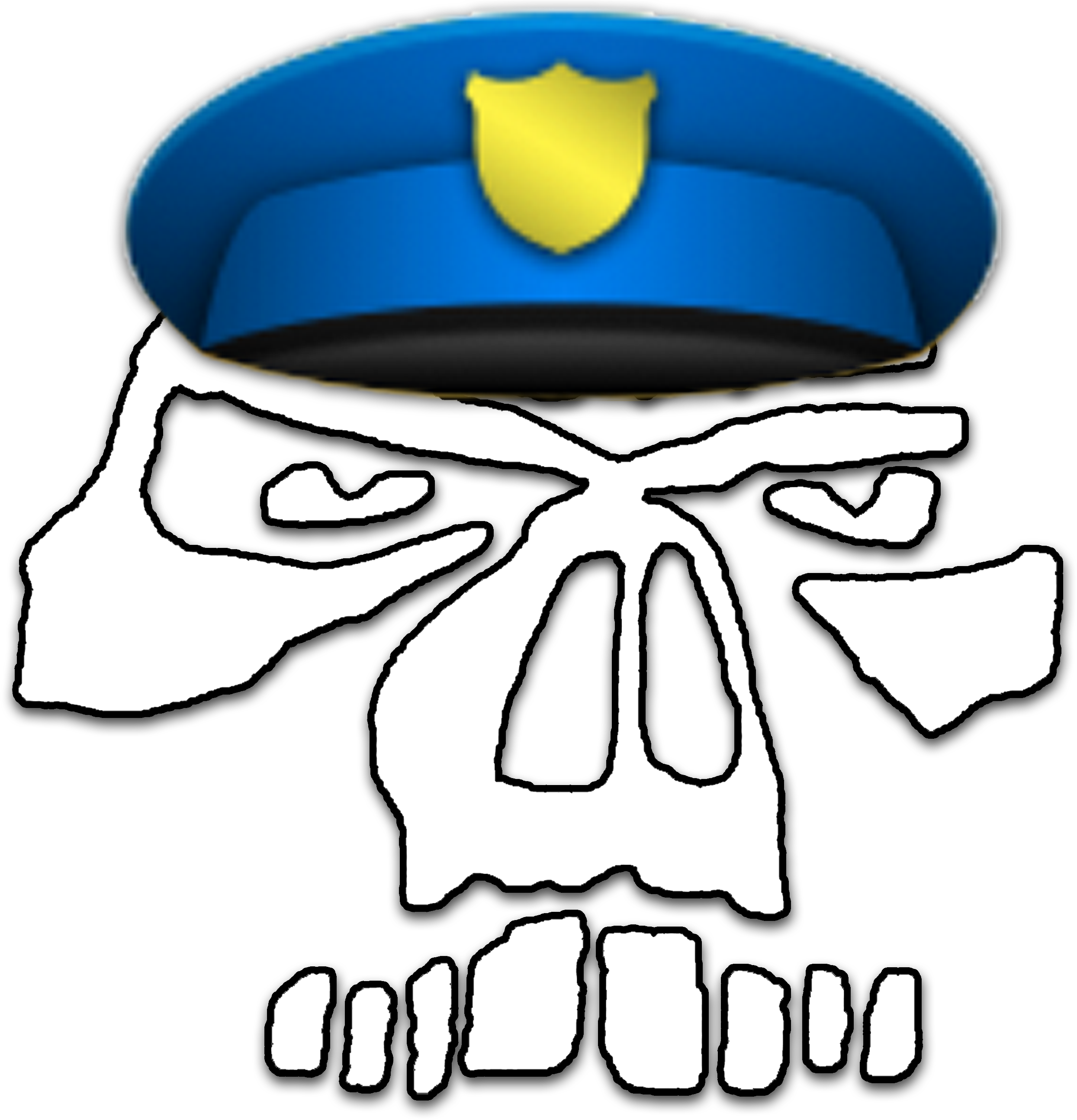 Blue Line Skull, Police (2625x2596), Png Download