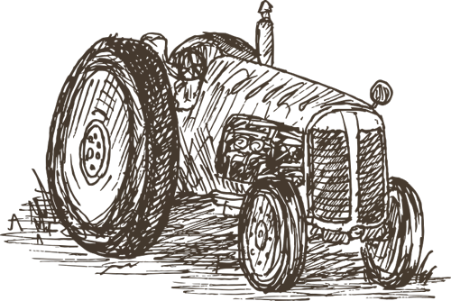 Tractor-drawing - Tractor Sketch Png (500x334), Png Download