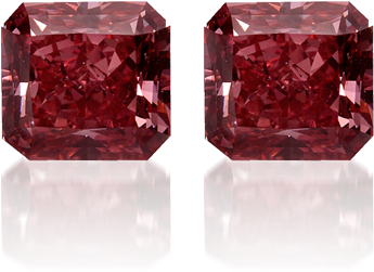 Two Radiant Cut Diamonds - Red Diamond Radiant Cut (394x313), Png Download