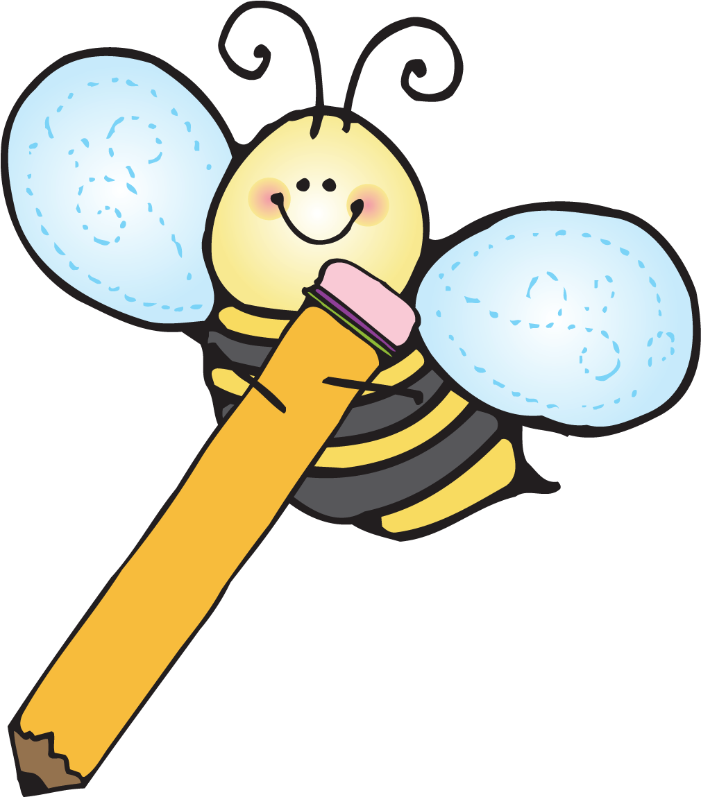 Clipart Teacher Bee - Writing Clip Art Free (1020x1149), Png Download