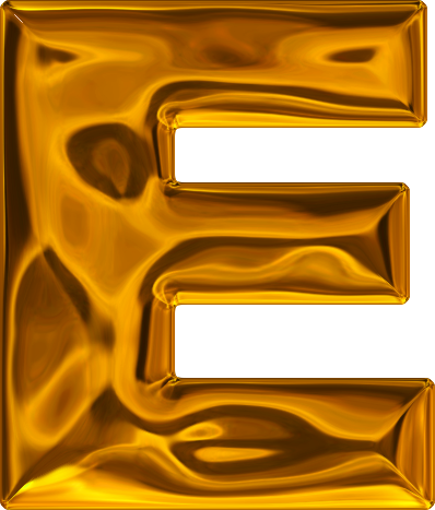Gold E Png - Golden Letter E Png (398x467), Png Download