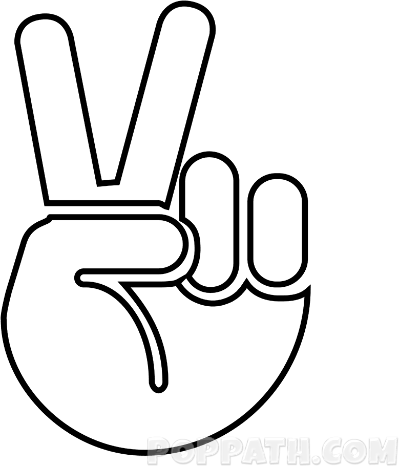 All Done, Now On To Coloring The Peace Out Symbol Hand - Victory Sign ...
