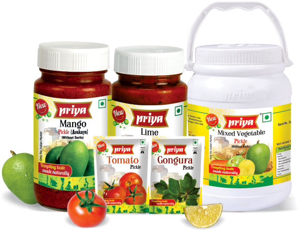 Priya Pickles - Priya Mixed Vegetable Pickle, 500g (621x461), Png Download