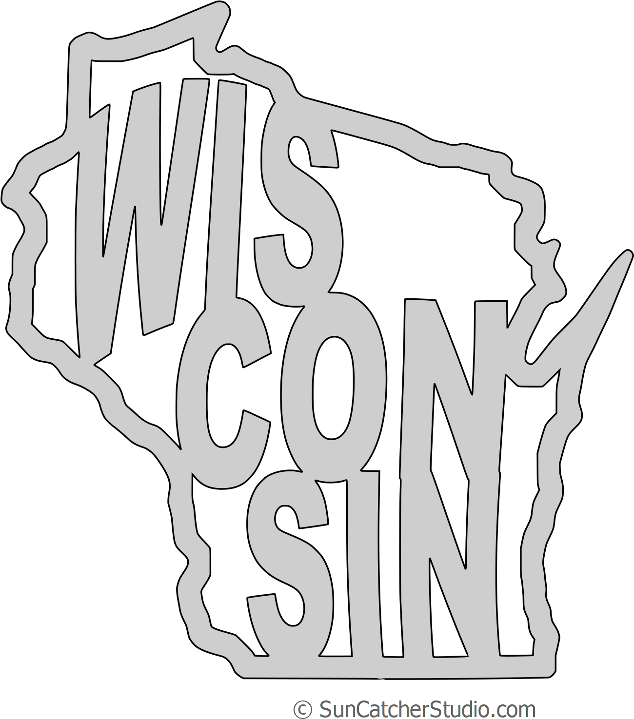Download Wisconsin Map Outline Printable State Shape Stencil - Scalable ...