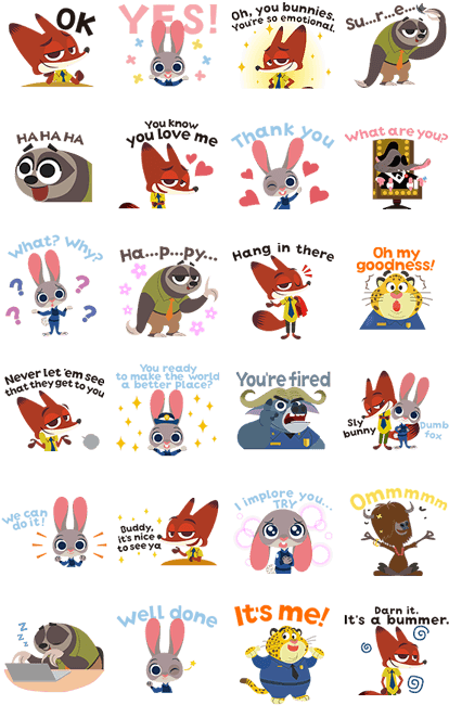 Animated Stickers - Zootopia Stickers Disney (420x673), Png Download