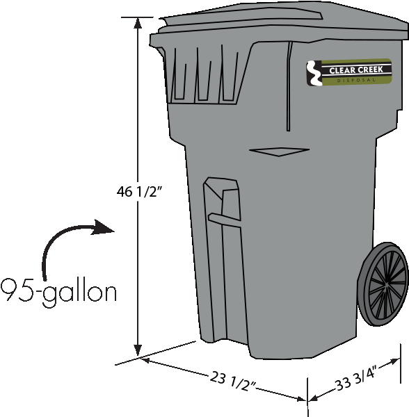 Hover To Zoom - 95 Gallon Garbage Bin Dimensions (628x633), Png Download