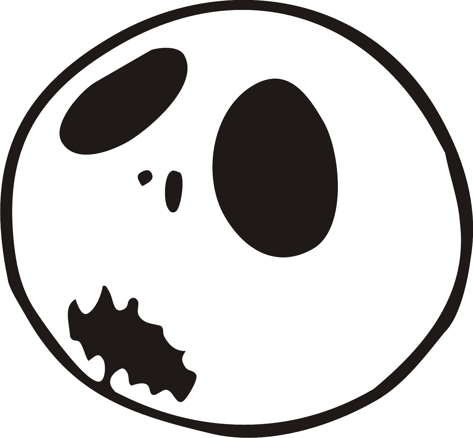 Jack Skellington Face Png Download - Drawing (1519x1409), Png Download