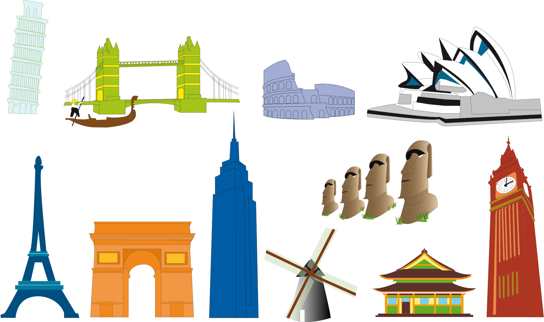Download World Vector Landmarks - World Landmarks Png | Transparent PNG ...