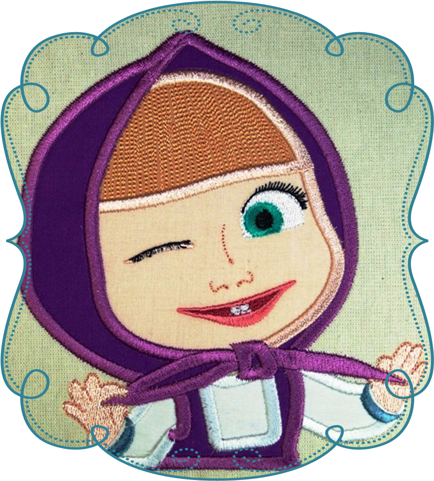 Marsha With A Wink - Masha And The Bear Machine Embroidery Design ...