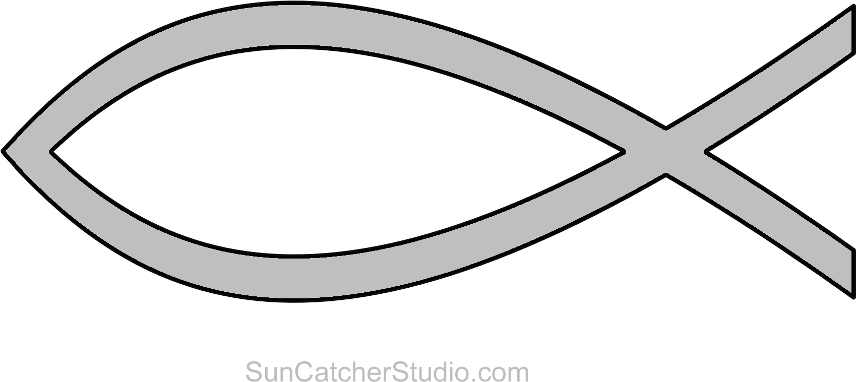 Fish Symbol - Christian Fish Outline (1750x852), Png Download