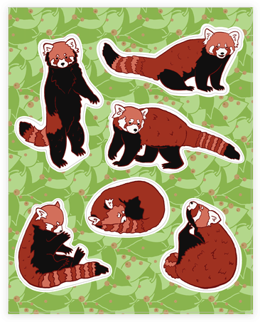 Download Cute Red Panda Sticker/decal Sheet - Red Panda Sticker ...