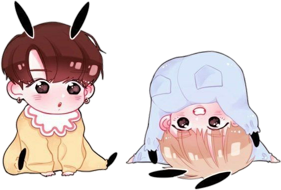 Bts Jungkook Taehyung Chibi Kpop Kookie Picture Transparent - Vkook ...
